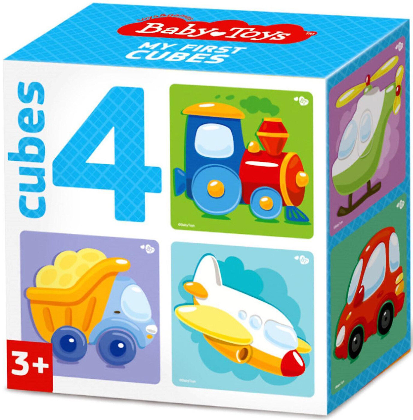 Пластиковые логические кубики "Транспорт", развивающие кубики для малышей, собери картинку, 4 пластмассовых элемента