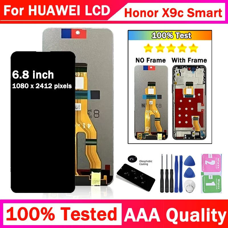 Протестированный 6,8 "для Huawei Honor X9c Smart ЖК-экран с сенсорной панелью и дигитайзером для Honor X9C Smart LCD с рамкой Black With Frame