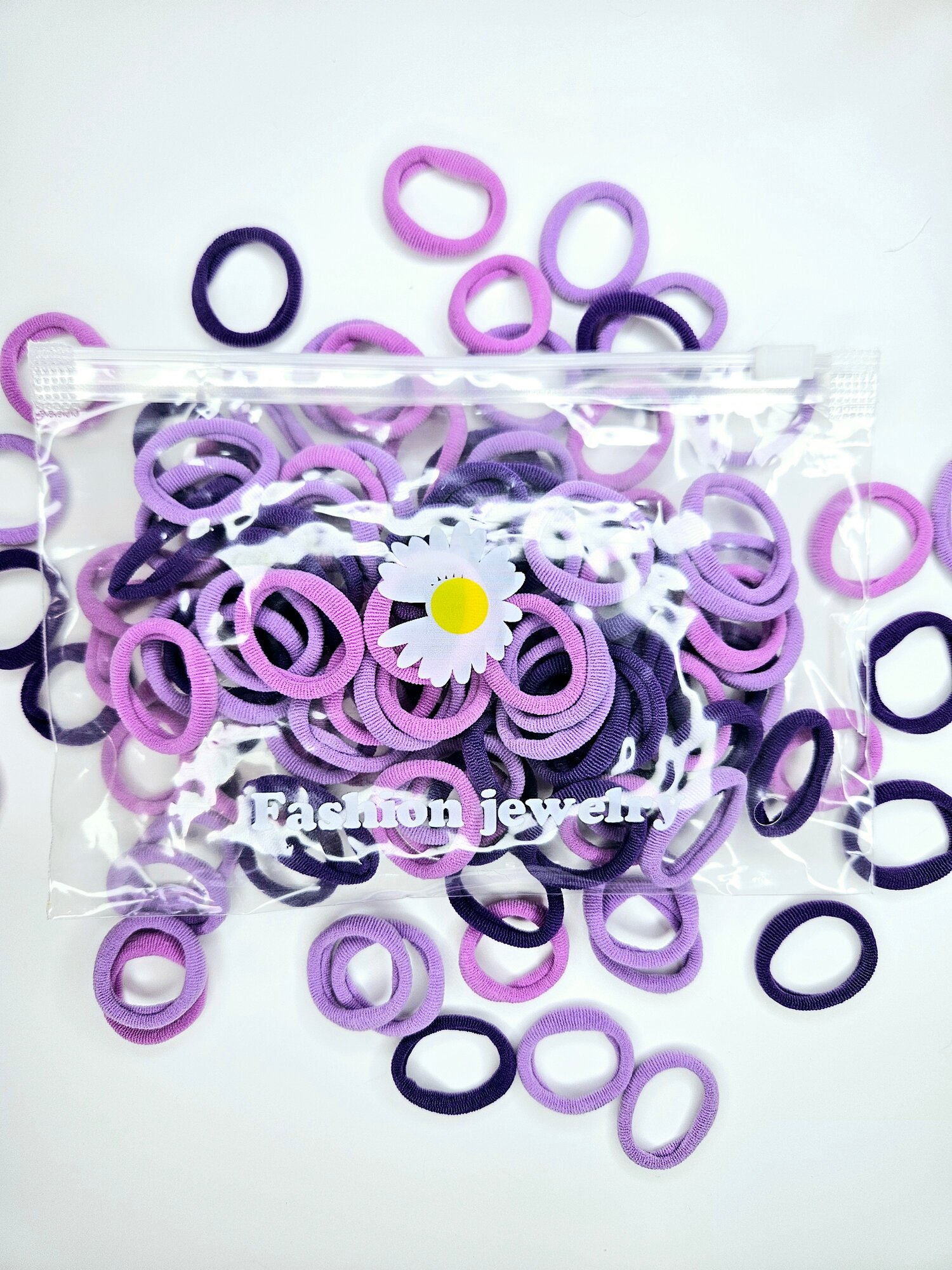 Резинки для волос, маленькие, 3 см, в упаковке 50 штук, фиолетовые
