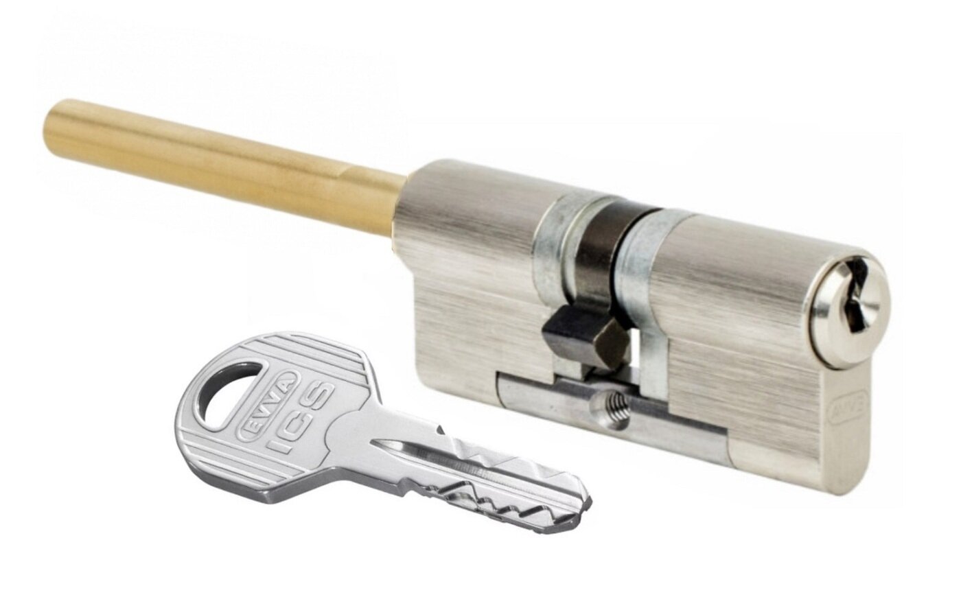 Цилиндровый механизм EVVA ICS ключ/шток 102 мм. (71+31) матовый никель (личинка замка, сердцевина, секретка, врезной, цилиндр)