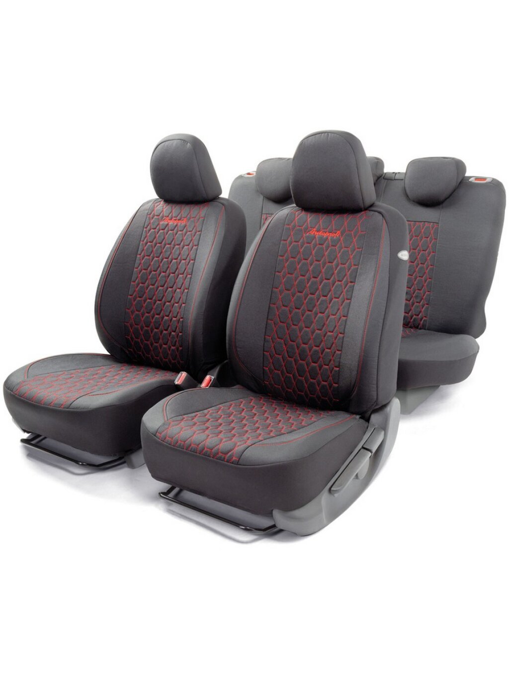 Чехлы автомобильные Autoprofi Verona Лён черный/красный 15 предметов