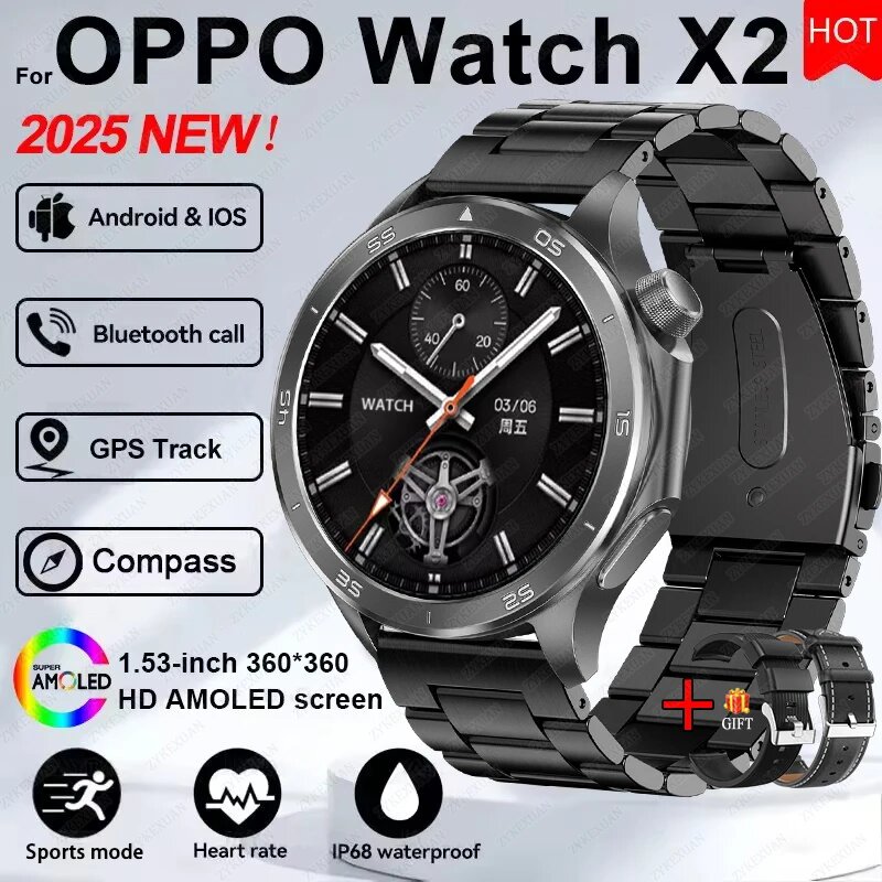 OPPO Watch X2 умные часы для мужчин Black steel strip