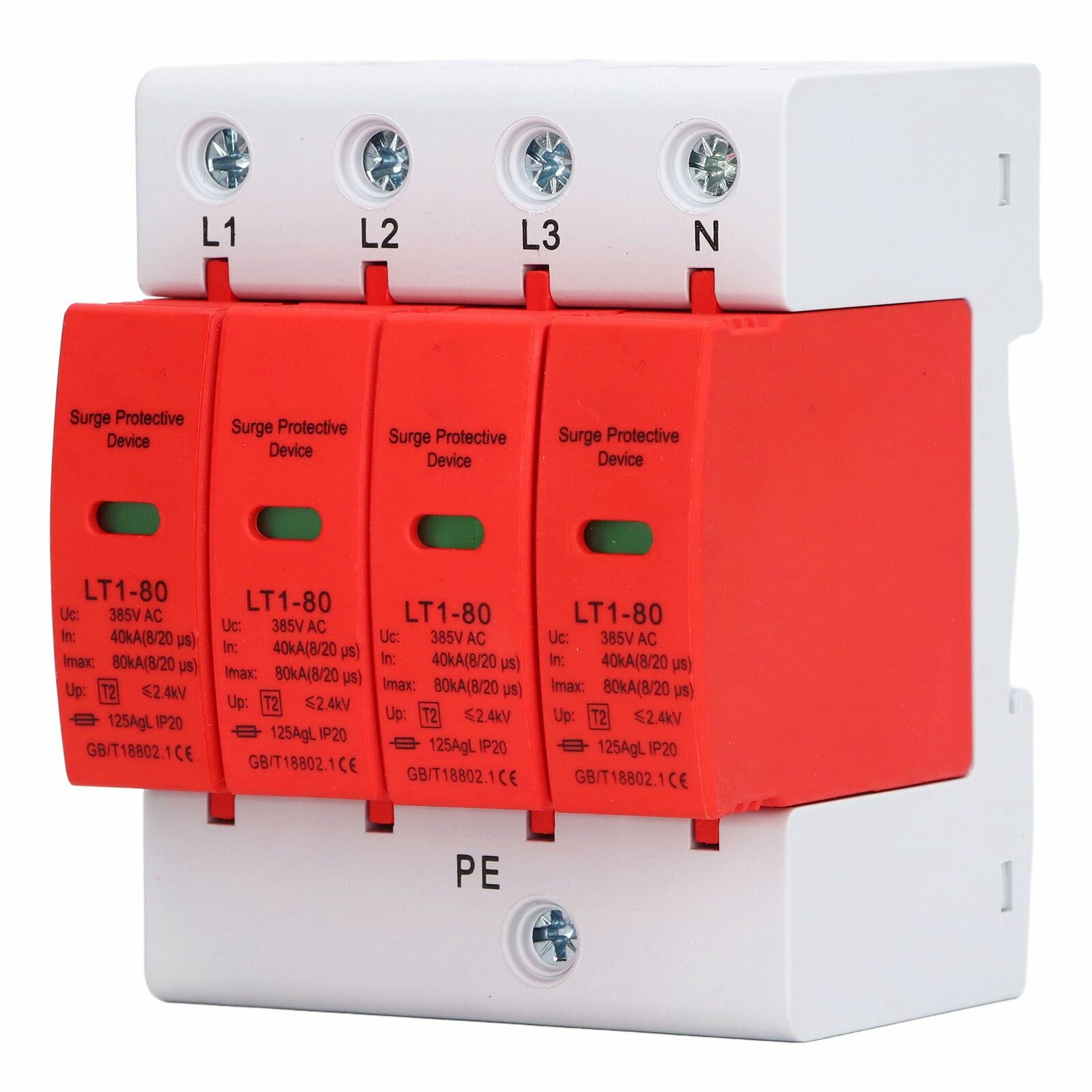 4P средства защиты от перенапряжений и грозовых разрядов 385VAC 40-80KA, защита от перенапряжений в электросистеме LT1 80