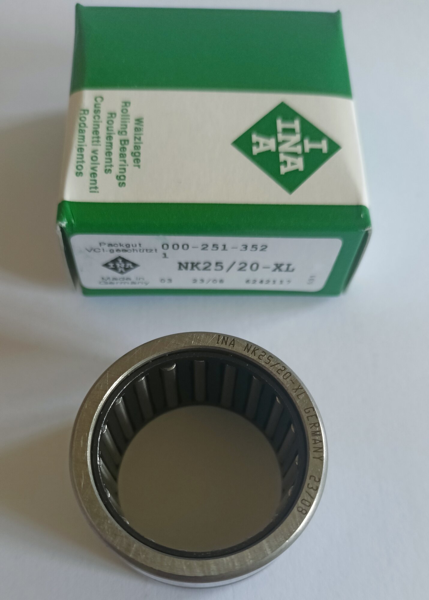 Подшипник INA NK25/20-XL роликовый игольчатый радиальный однорядный (25x33x20)