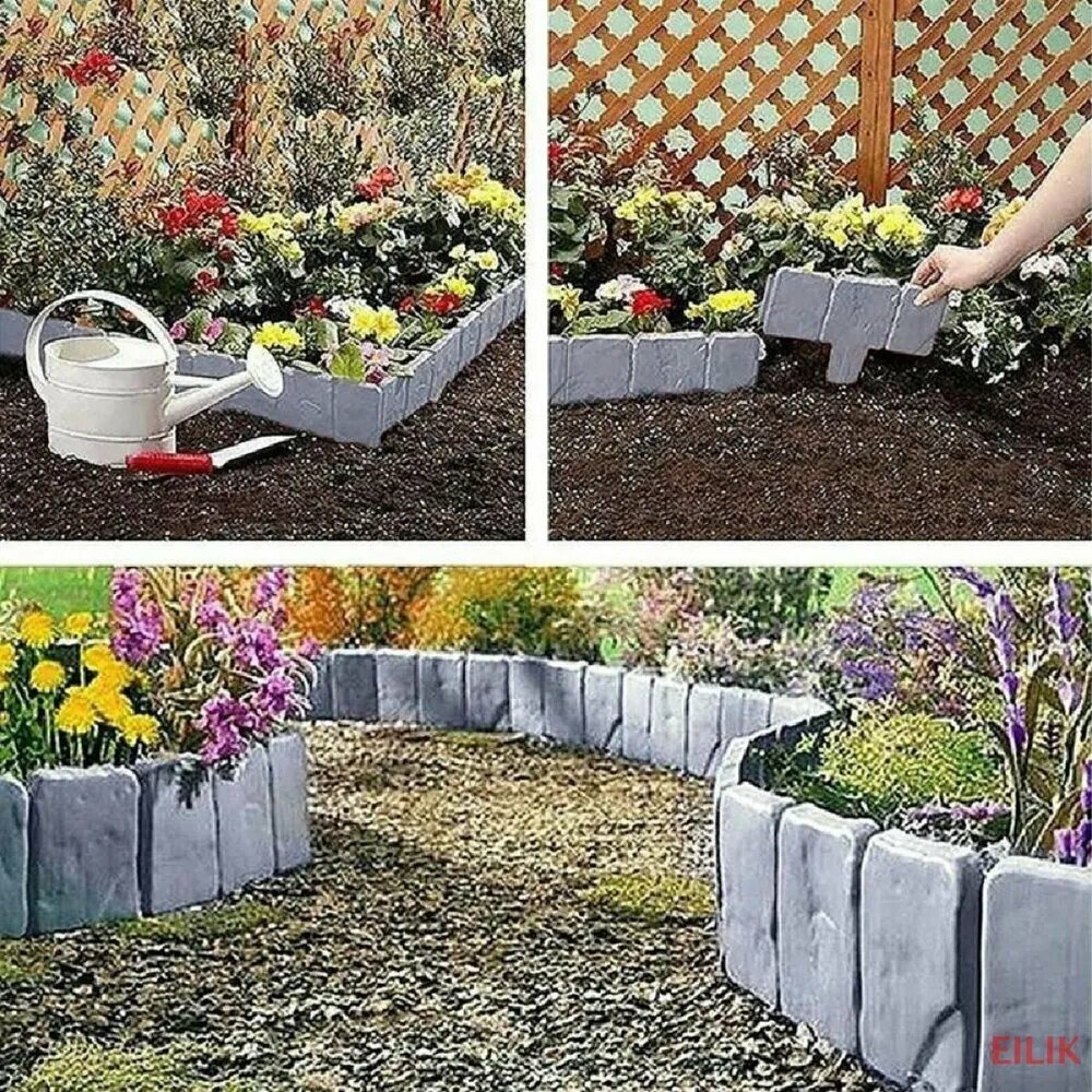 Бордюр садовый，Садовый забор из искусственного камня и пластика