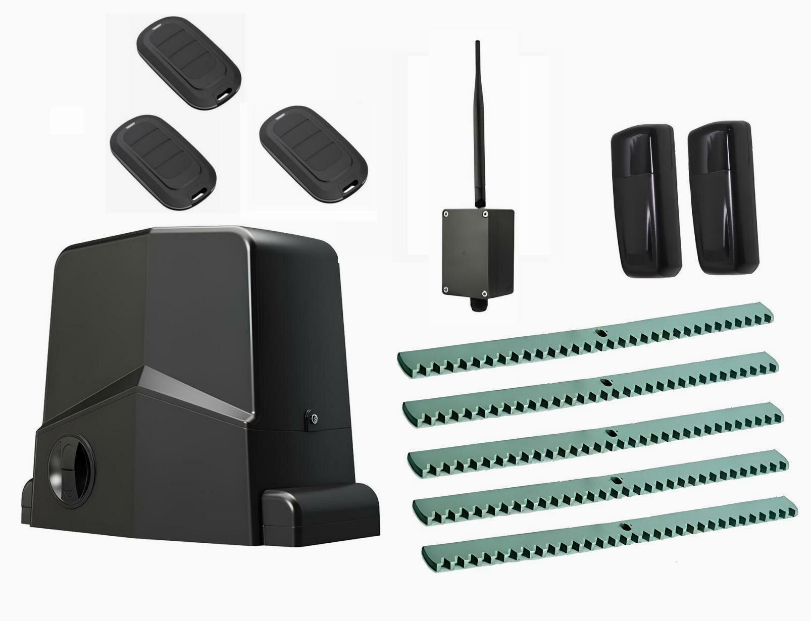 Автоматика для откатных ворот ARW-1000MKIT F5-BT-Т3, комплект: привод, фотоэлементы, 3 пульта, 5 реек, Bluetooth-модуль