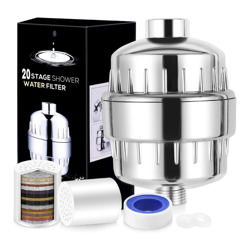 20-Ступенчатый Фильтр для душа, Умягчитель воды, Фильтр жесткой воды для Уменьшения Содержания Хлора и вредных Веществ, Многослойная Фильтрация