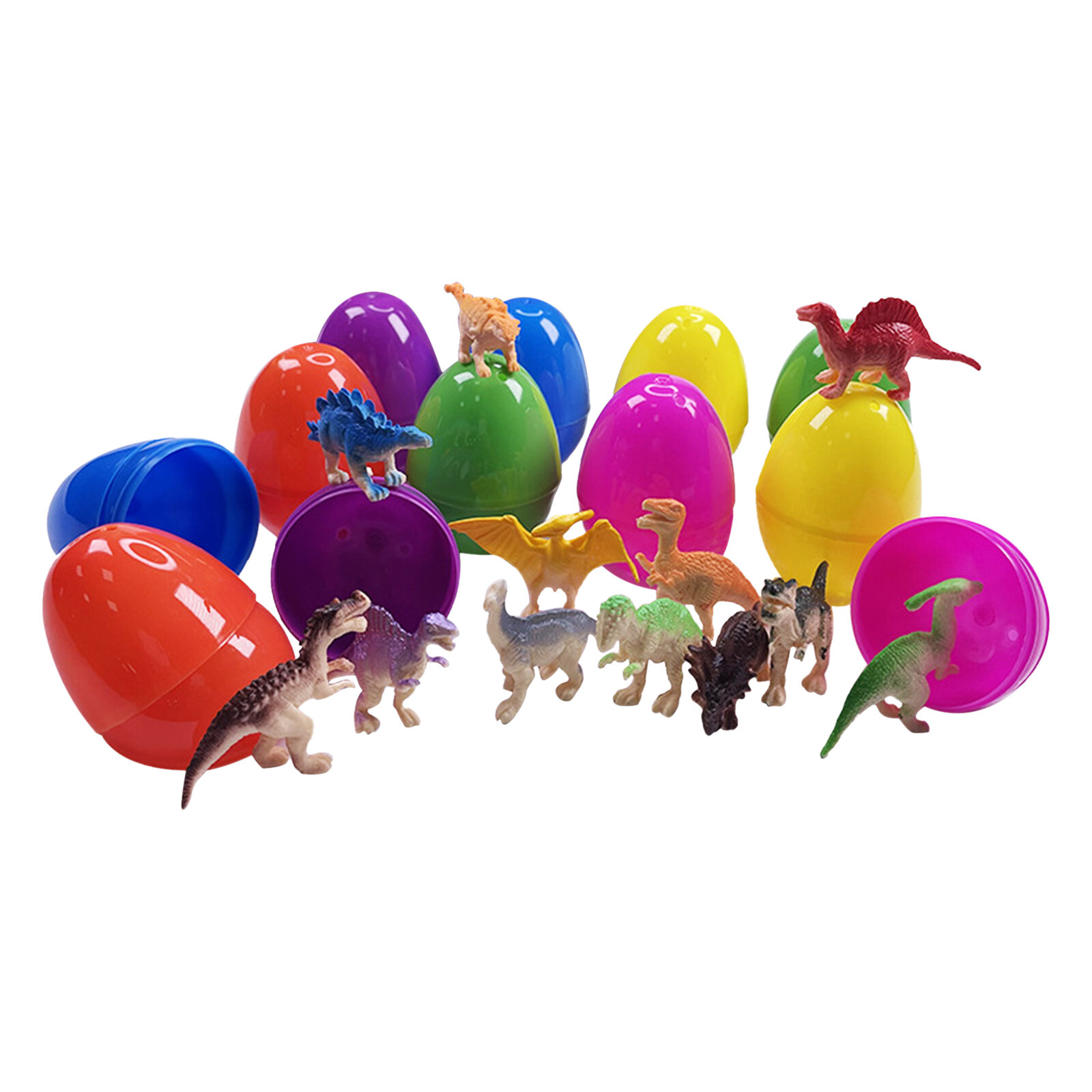 12 штук пасхальных яиц с 12 игрушками динозавров для охоты за яйцами, пасхальной вечеринки, детских классных призов, подарков на день рождения