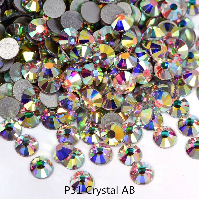 Bobohoo Фиолетовые стеклянные стразы SS6-SS30 для декорирования SS16-1440pcs, Crystal AB