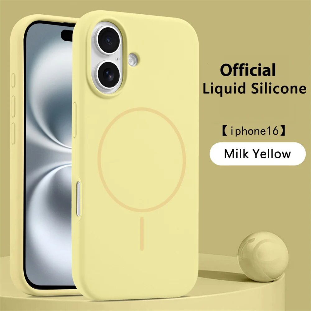 Жидкий силиконовый чехол Milk Yellow для iPhone 16