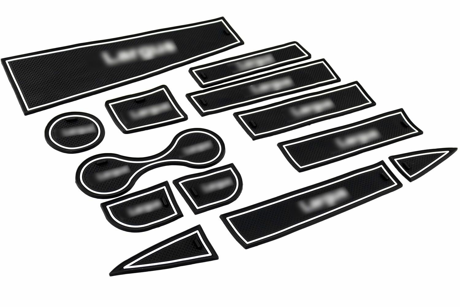 Комплект силиконовых черно-белых ковриков панели приборов и консоли для Лада Ларгус