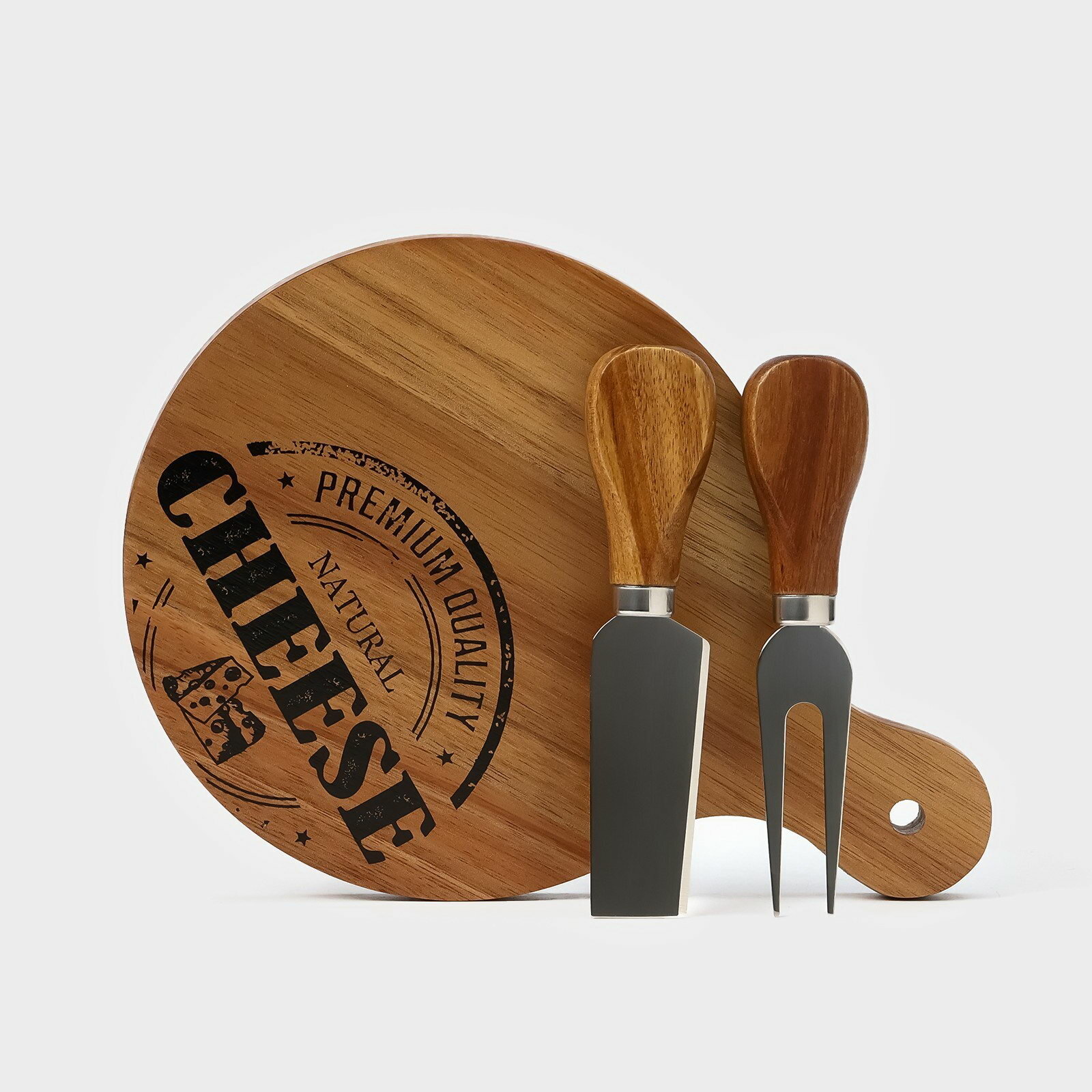 Набор для подачи сыра Shape, 2 ножа, доска, акация, вид: для сыра