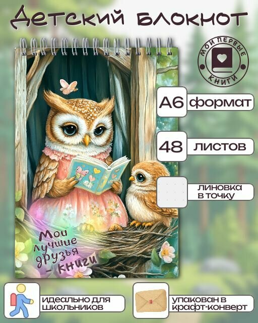 Детский блокнот для школьника А6 Мои лучшие друзья (с филинами)
