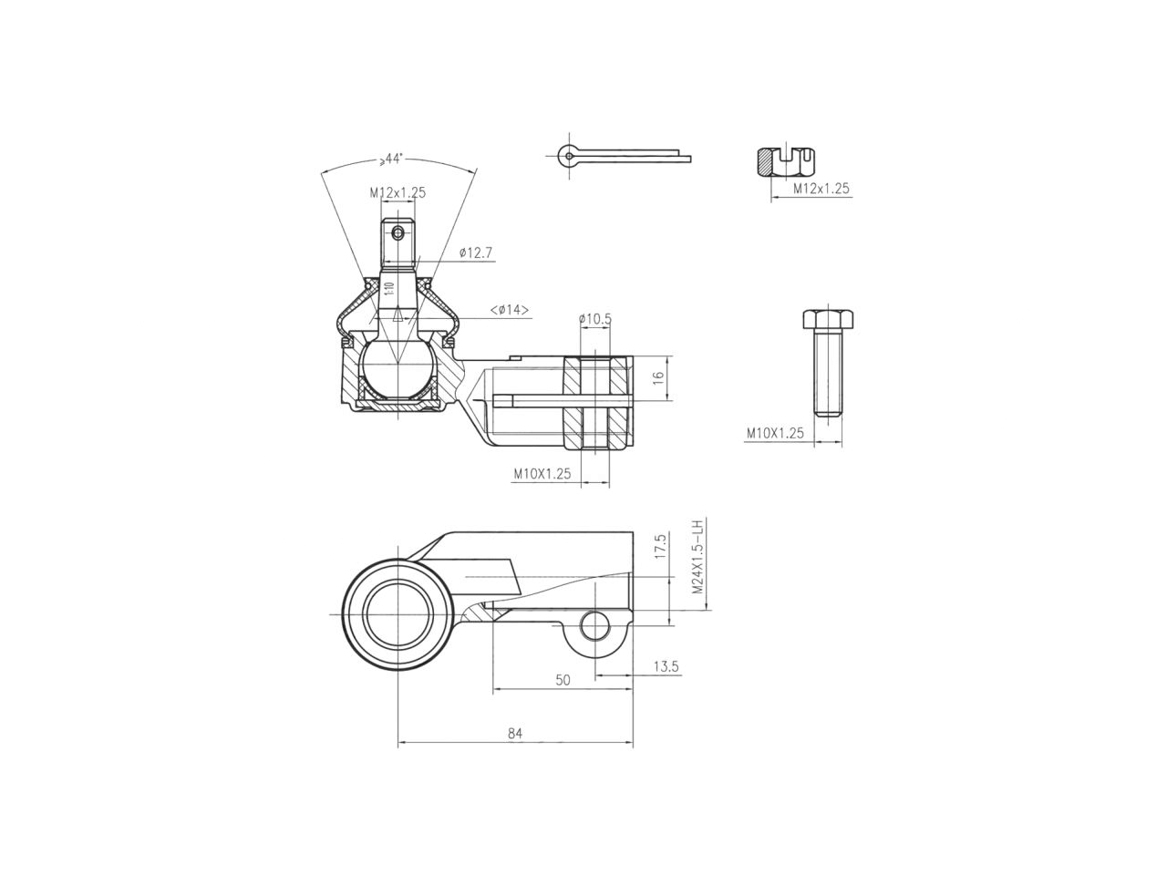 UNIO SSP-10127 (111803414056 / 11183414056) наконечник рулевой правый Lada (Лада) granta 11-, kalina i, II 04-