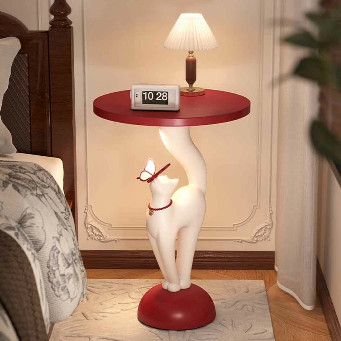 Интерьерный круглый кофейный столик Butterfly & Cat (белый)