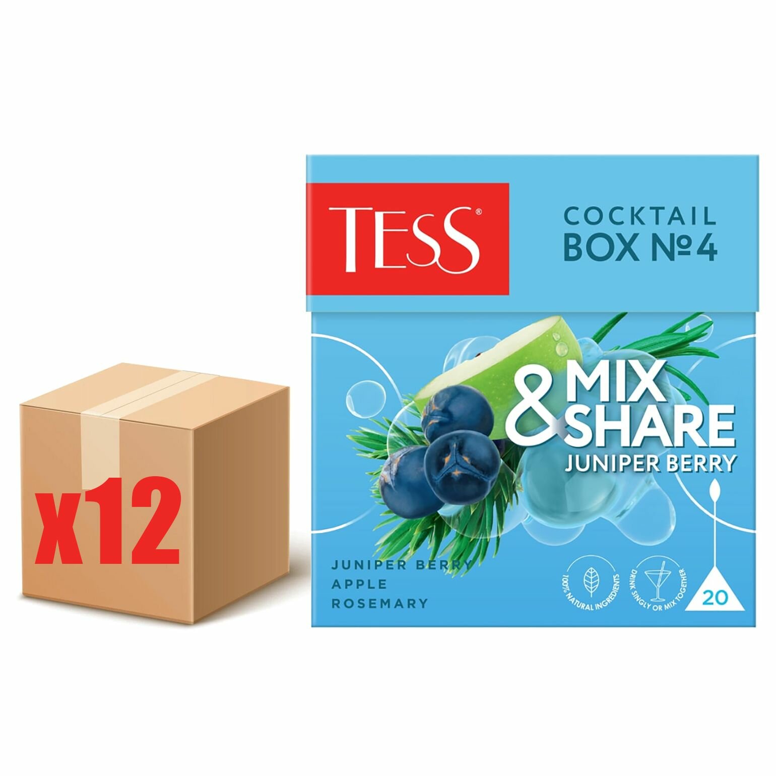 Чайный напиток Tess Cocktail Box №4 Juniper Berry, 12шт по 20 пирамидок. Можжевельник
