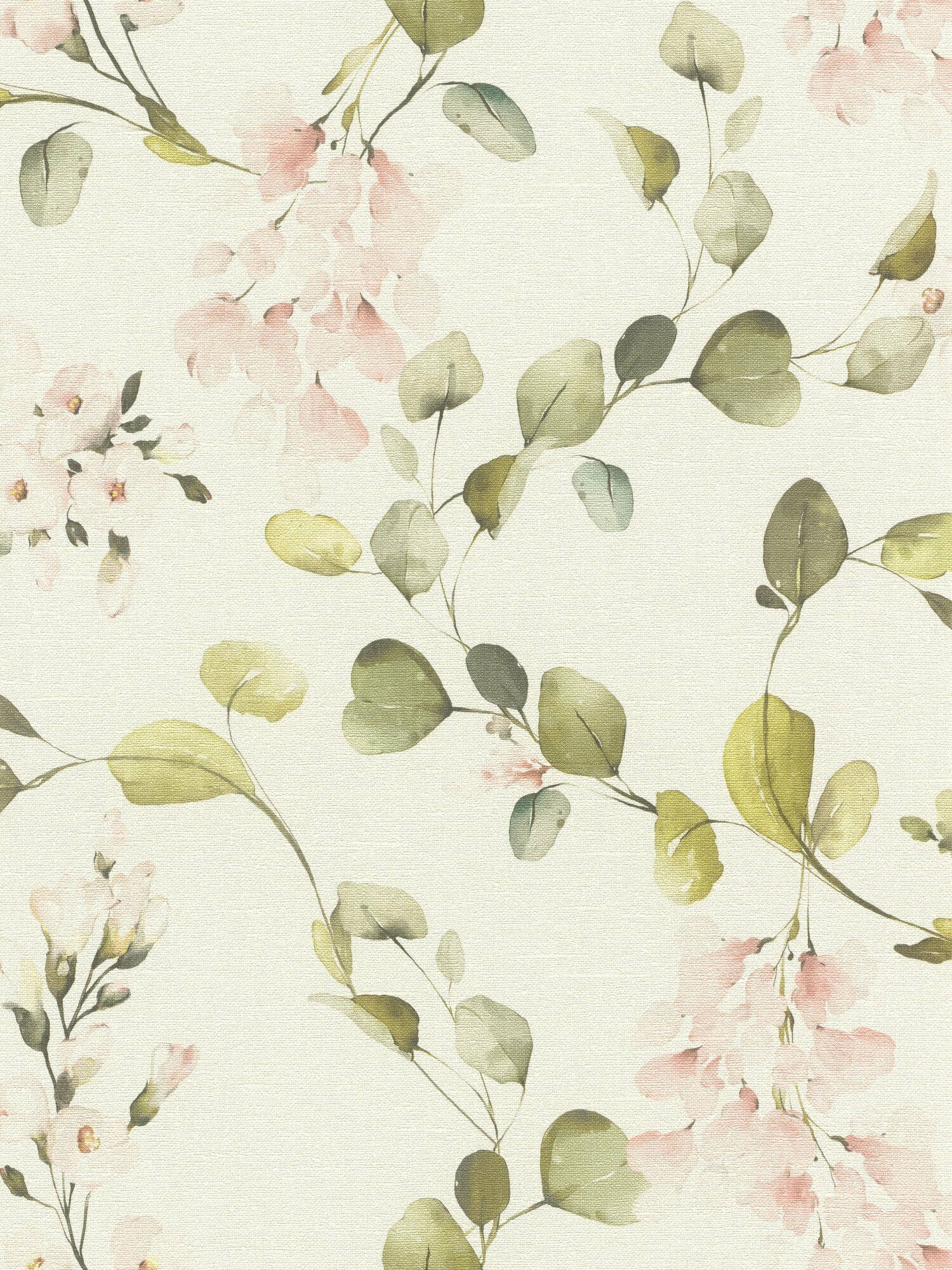 Обои флизелиновые Rasch Peonies с листьями. Матовые, моющиеся, розовые 582215