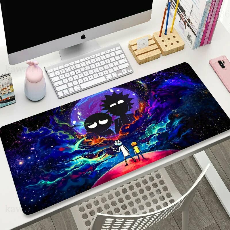 Rick and Morty Аниме-коврик для мыши 90x40 см, коврик для компьютерного стола, аксессуары для клавиатуры