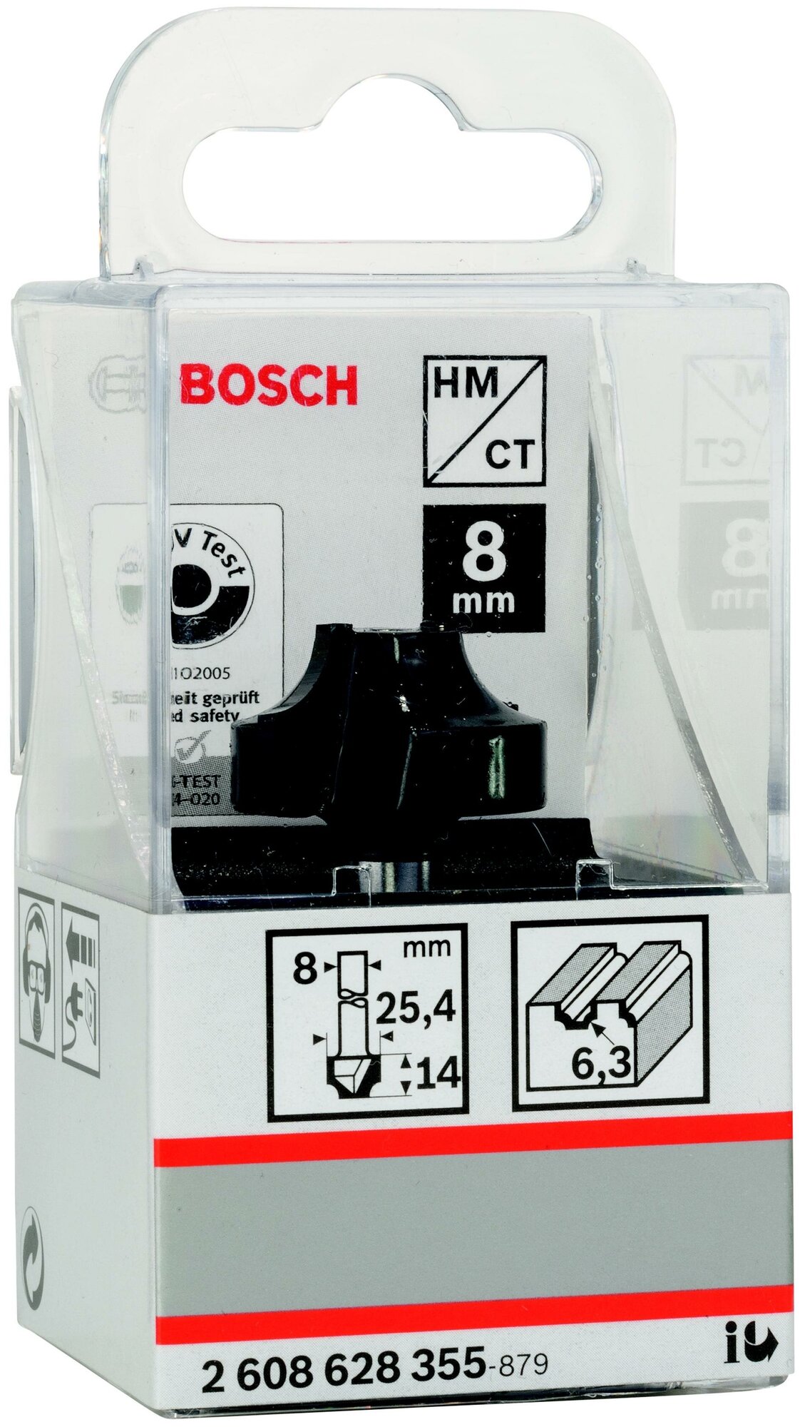 Фреза HM профильная Bosch, оригинал, 6,3х14х25,4мм. цанга 8мм. 2608628355