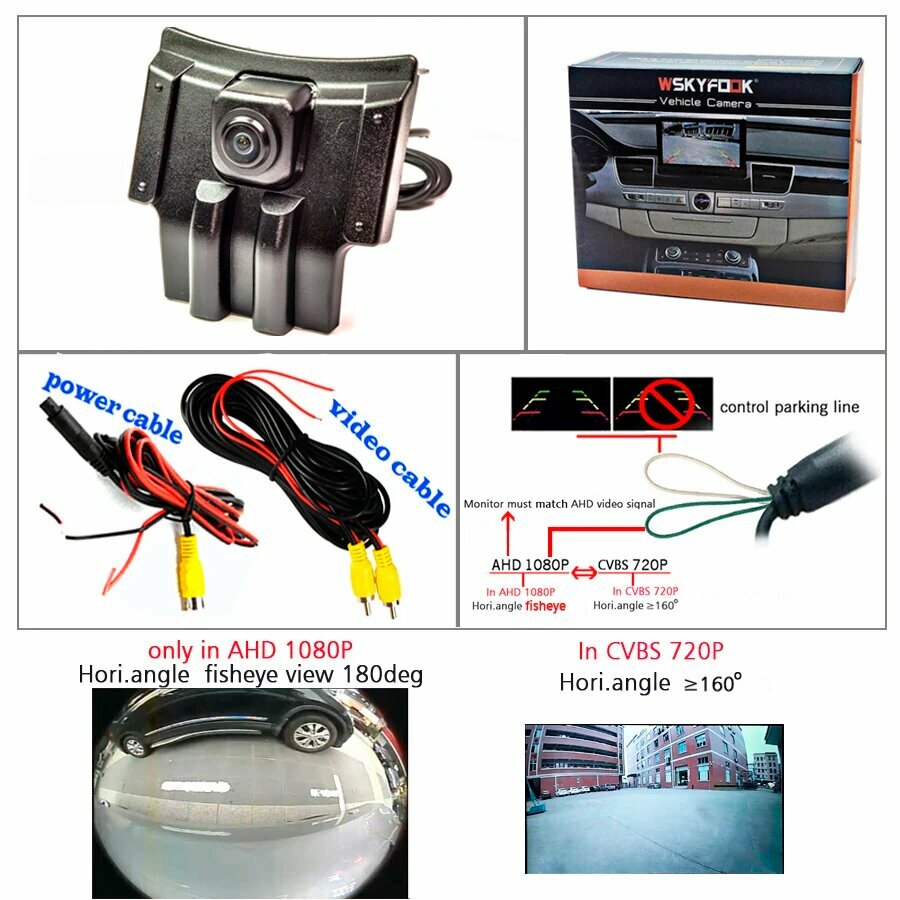 Автомобильная камера переднего вида AHD 180 градусов «рыбий глаз» 1920*1080P для AHD1080P fisheye