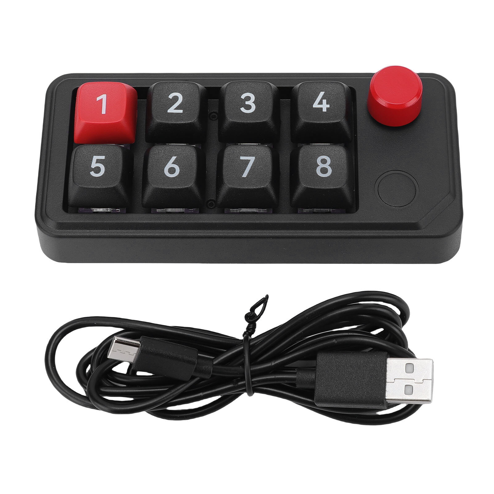 Usb c проводная цифровая клавиатура 8 клавиш программируемая механическая с ручкой настройки горячих полная замена переключателей черная