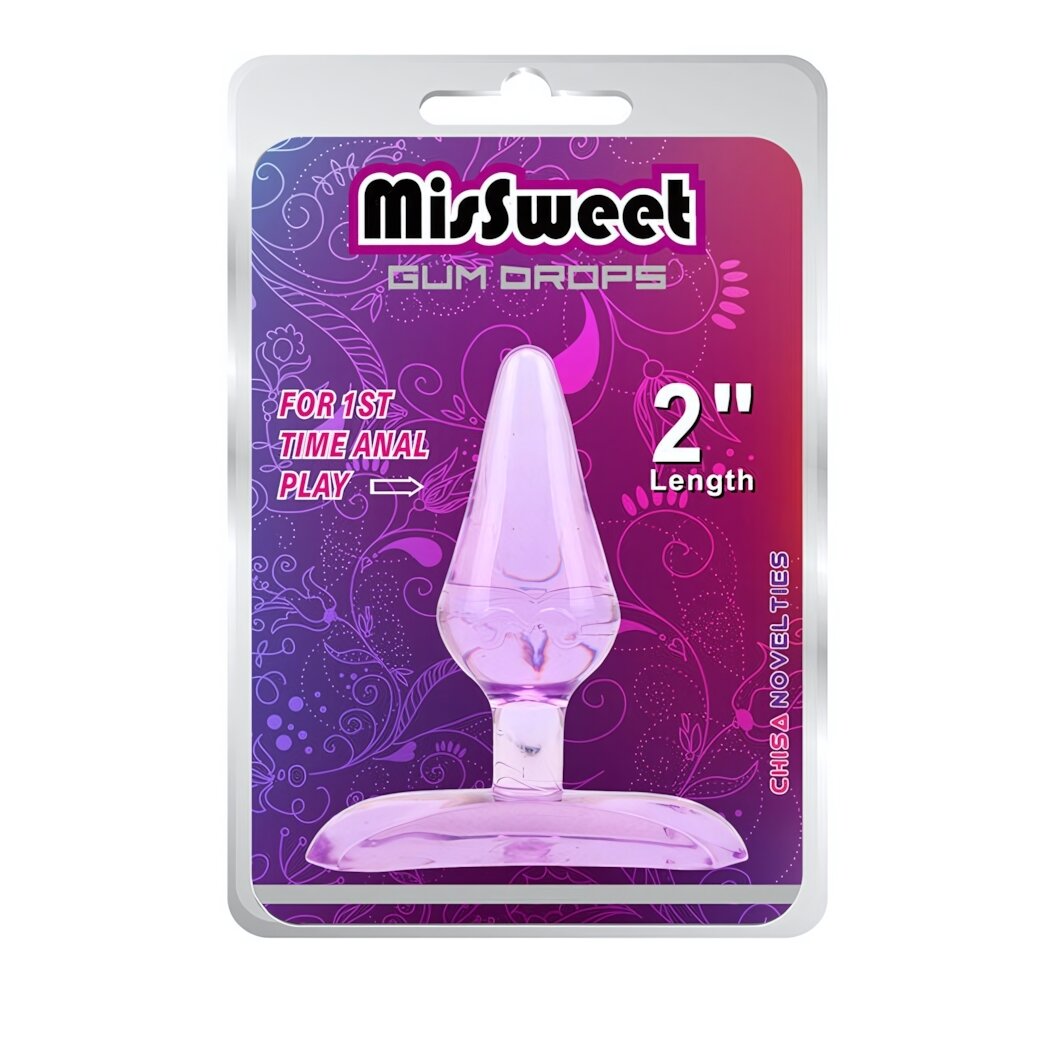 Маленькая анальная пробка Gun Drops Plug, фиолетовый, ПВХ, 6.6 см