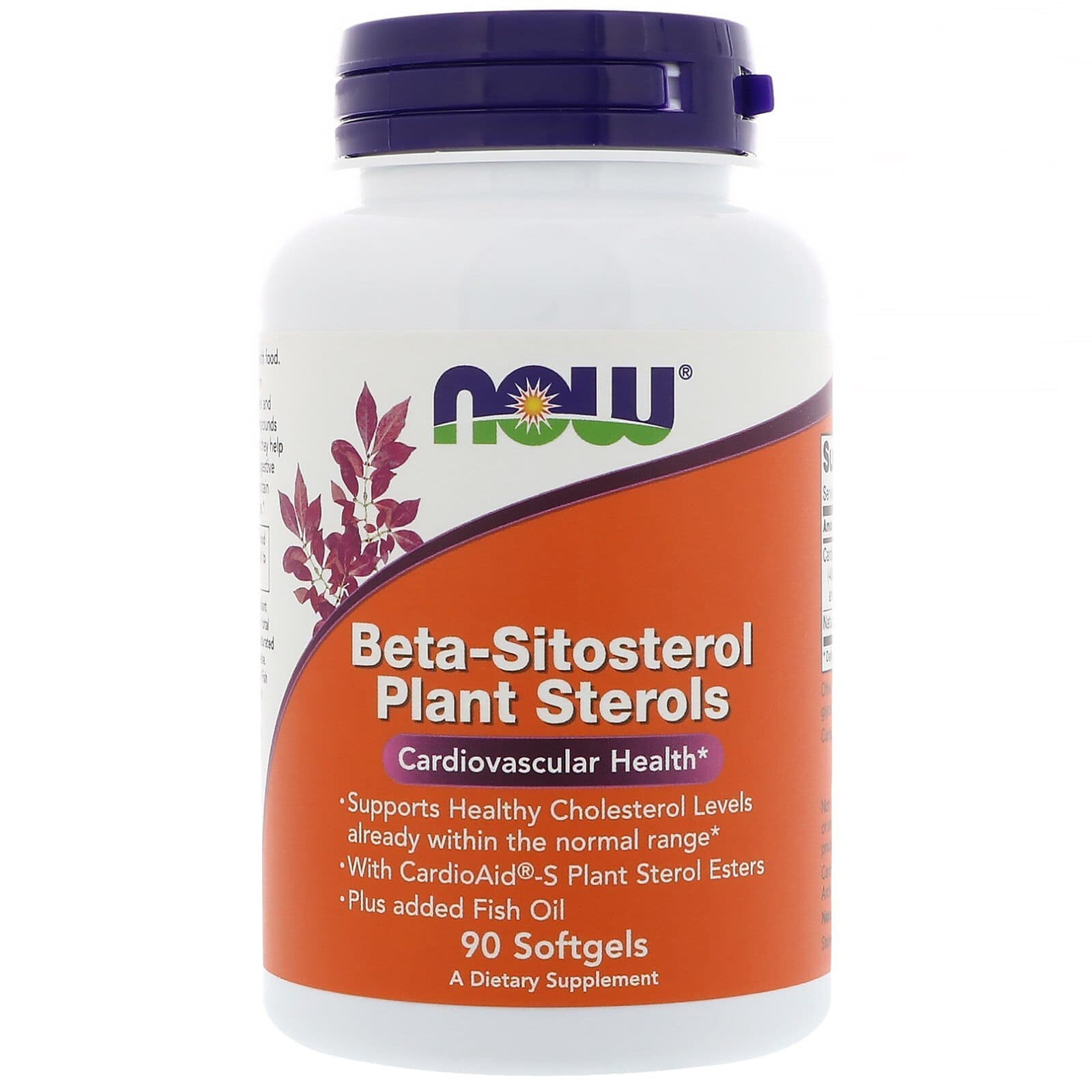 NOW Foods Beta-Sitosterol Plant Sterols, Бета-Ситостерол, комплекс растительных стеролов 90 гелевых капсул