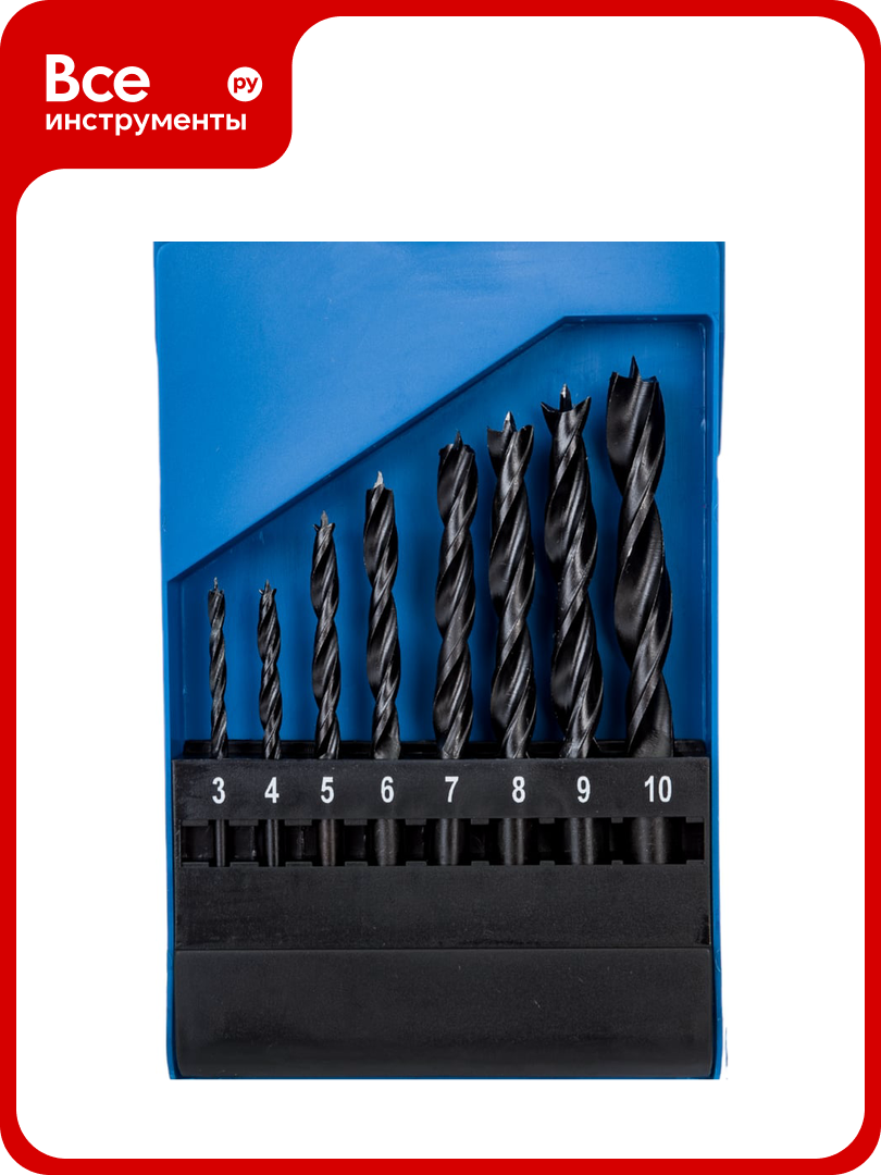 Набор сверл спиральных по дереву Профессионал (8 шт; 3-10 мм; М-образная заточка) Зубр 29421-H8_z01