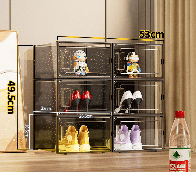 Коробка для хранения обуви Crystal Clear, Черный, 33x26x16 см, 6 шт