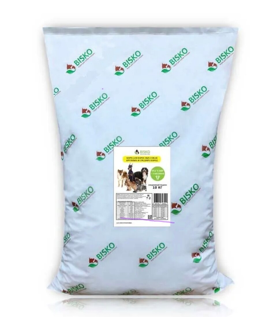 Биско Регуляр с говядиной 10 кг. Корм сухой для взрослых собак крупных и средних пород.