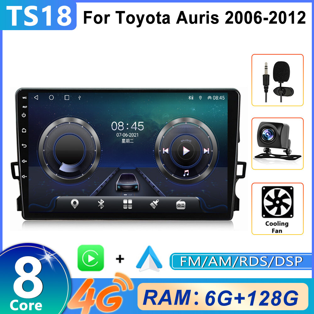 Штатная магнитола Toyota Auris 2006-2012, Тойота Аурис, Магнитола Android, 2din, Головное устройство, Мультимедиа