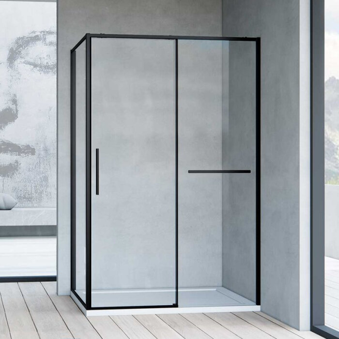 Душевой уголок Vincea Slim Soft VSR-1SS9011CLB 110x90, профиль черный, стекло прозрачное