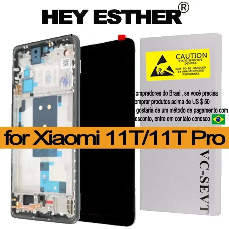 Оригинальный 6,67-дюймовый AMOLED-дисплей 120 Гц для Xiaomi 11T Pro LCD MI 11T, 11T No Frame