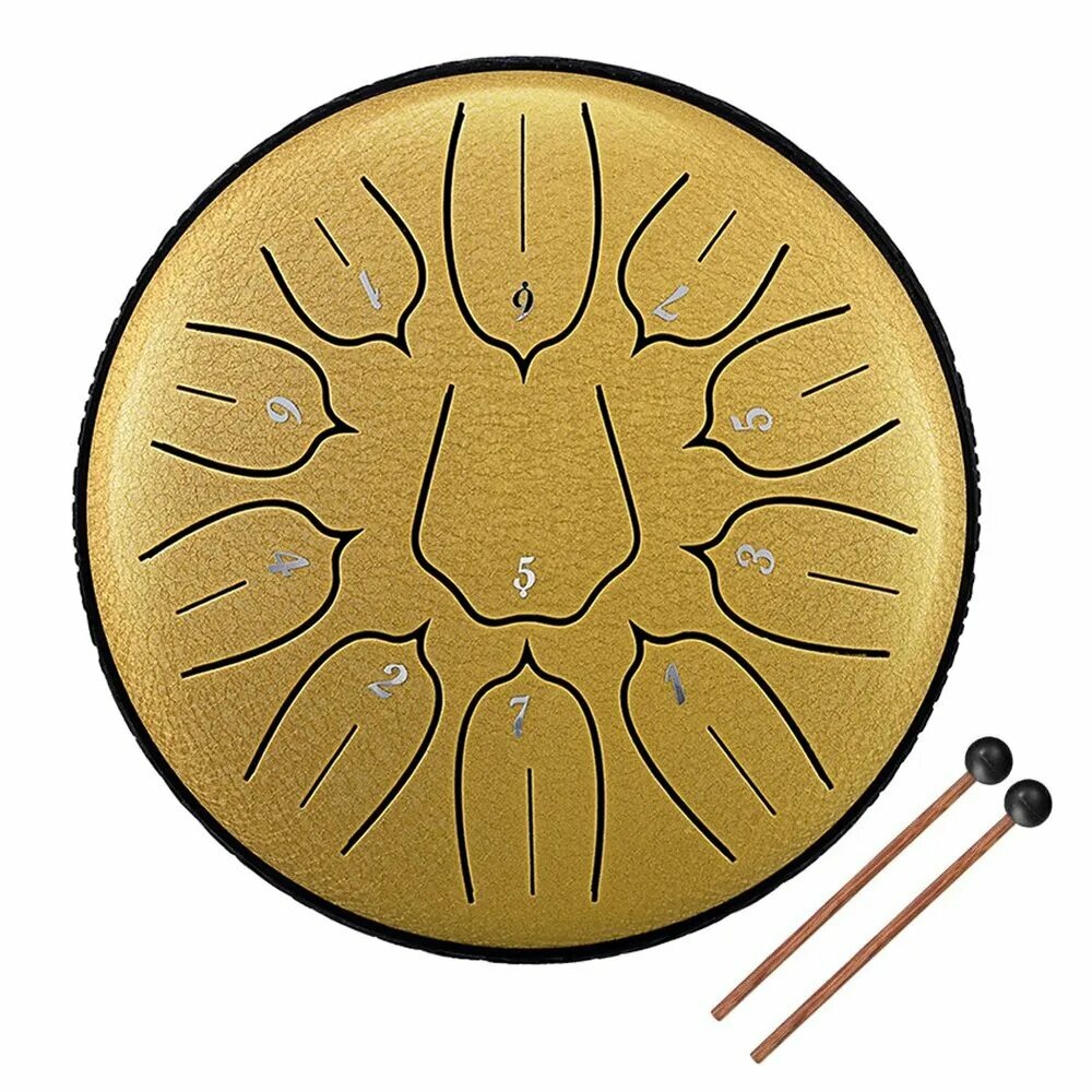 Combuy 6-дюймовый 11-тоновый стальной язычковый барабан D-Key Hand Pan Drums с барабанными палочками Ударные музыкальные инструменты