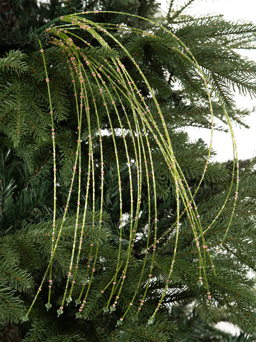 Веточка из зеленого бисера на ель 50 см