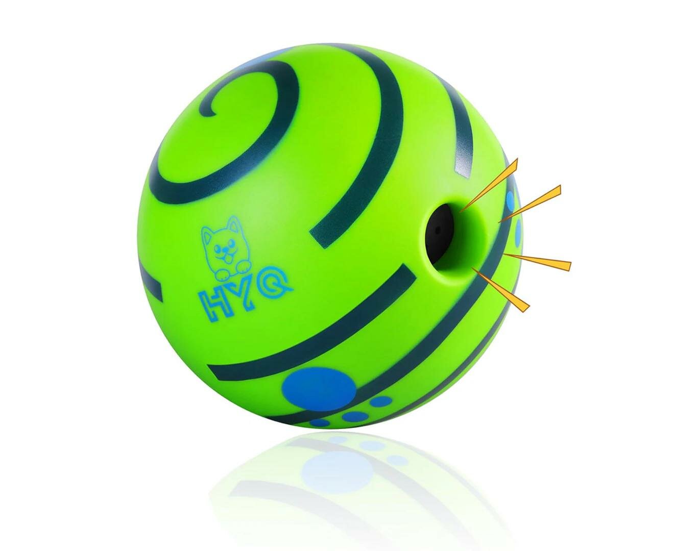 Мяч для собак Wobble Giggle Interactive Toy Ball Squeaky Dog Toys Ball, материал PVC, цвет Зеленый, размеры S 8.8 см, M 11 см, L 14 см, количество 1 шт.