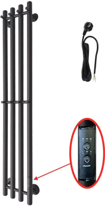 Полотенцесушитель электрический Маргроид Inaro 120х18 R, с крючками, черный матовый