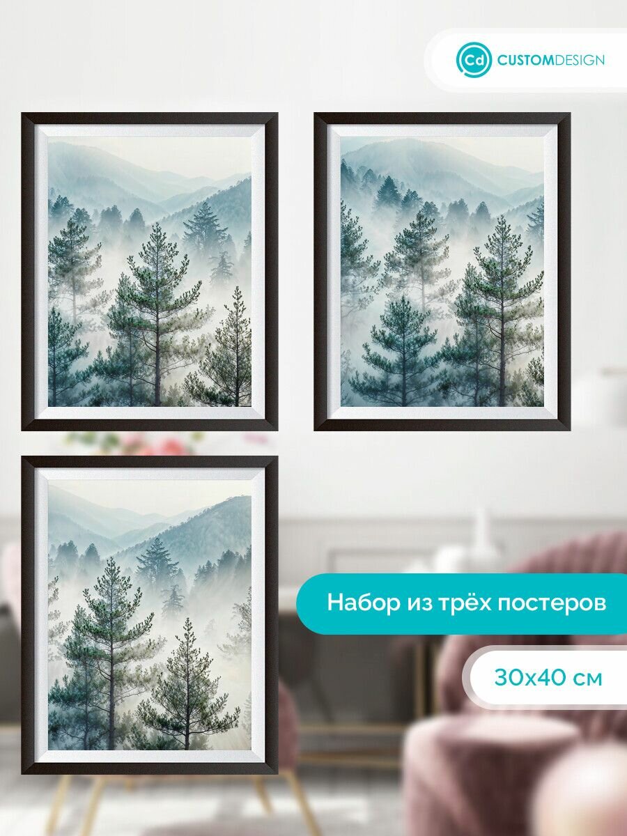 Постеры на стену для интерьера Лес 30х40 см 3 штуки
