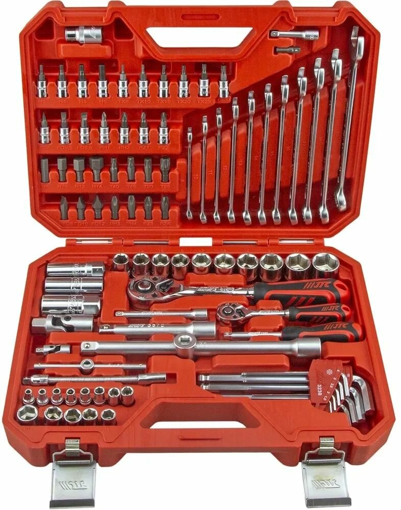 Набор инструментов 92 предмета слесарно-монтажный 1/2',1/4' 6-ти гранный в кейсе, JTC-H092C