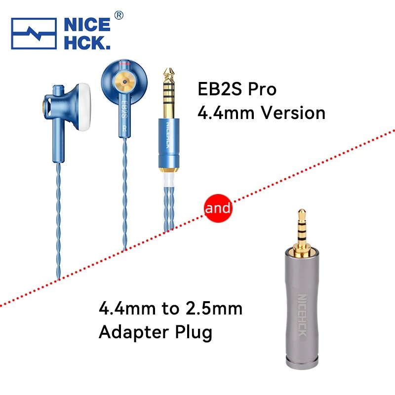NiceHCK EB2S PRO внутриканальные наушники 3,5/4,4 мм Голубой, 4.4IEM to 2.5Adapter