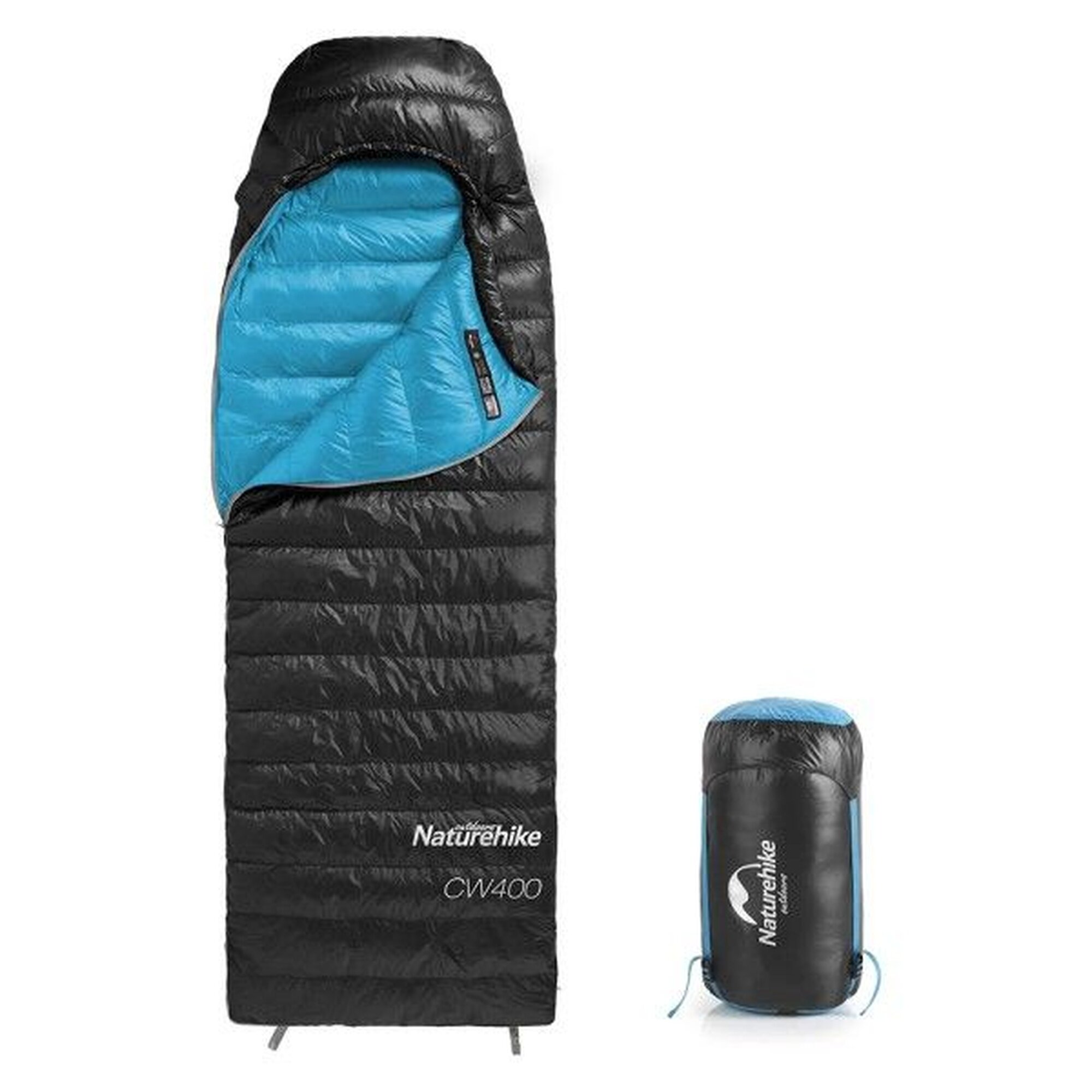 Мешок спальный Naturehike CW400 NH18C400-D с утиным пухом, размер L, черный