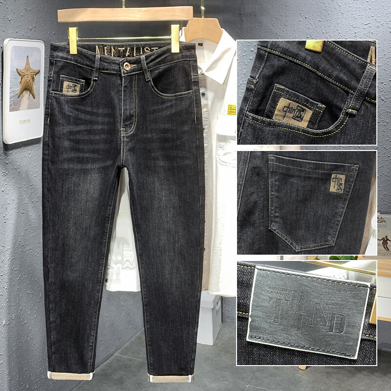 Охоты Молодежные универсальные брюки новые джинсы YM малые прямые мужская одежда длинные, Размер_32