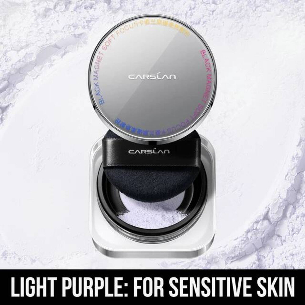Черная магнитная полупрозрачная рассыпчатая фиксирующая пудра CARSLAN, водостойкая, стойкая, матирующая, контролирующая жирность кожи, финишная пудра для лица