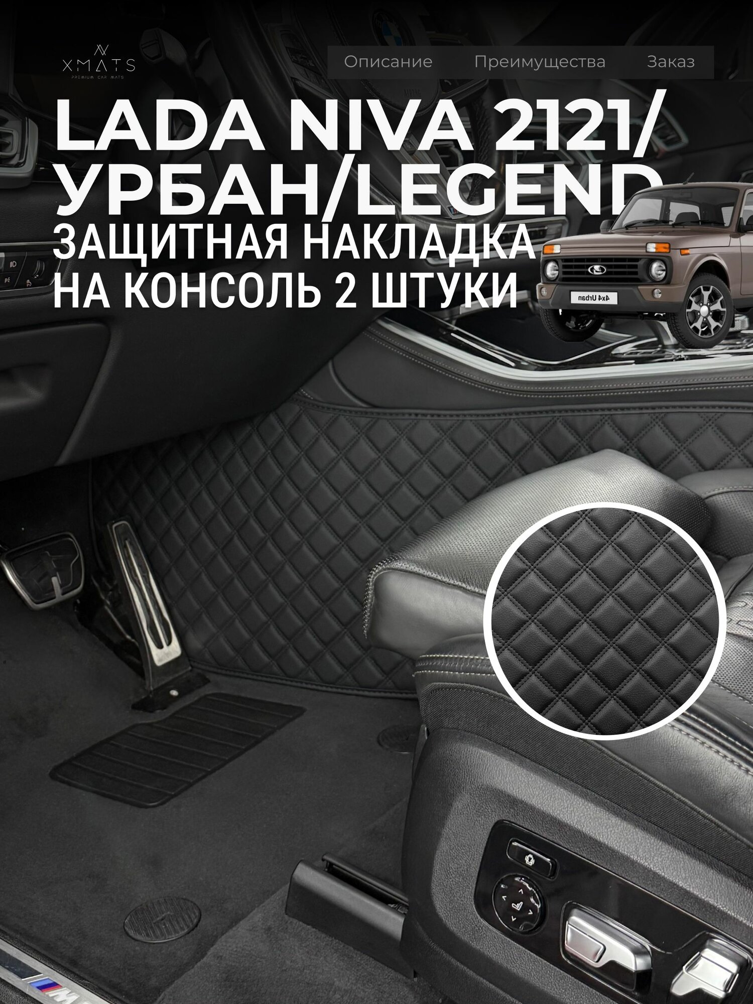 Защита консоли на Lada Niva / ВАЗ 2121 / Урбан / Legend (1977-02. н. в.) / Накладка на ковролин для Нива Ваз 2121 / Коврик в салон Niva