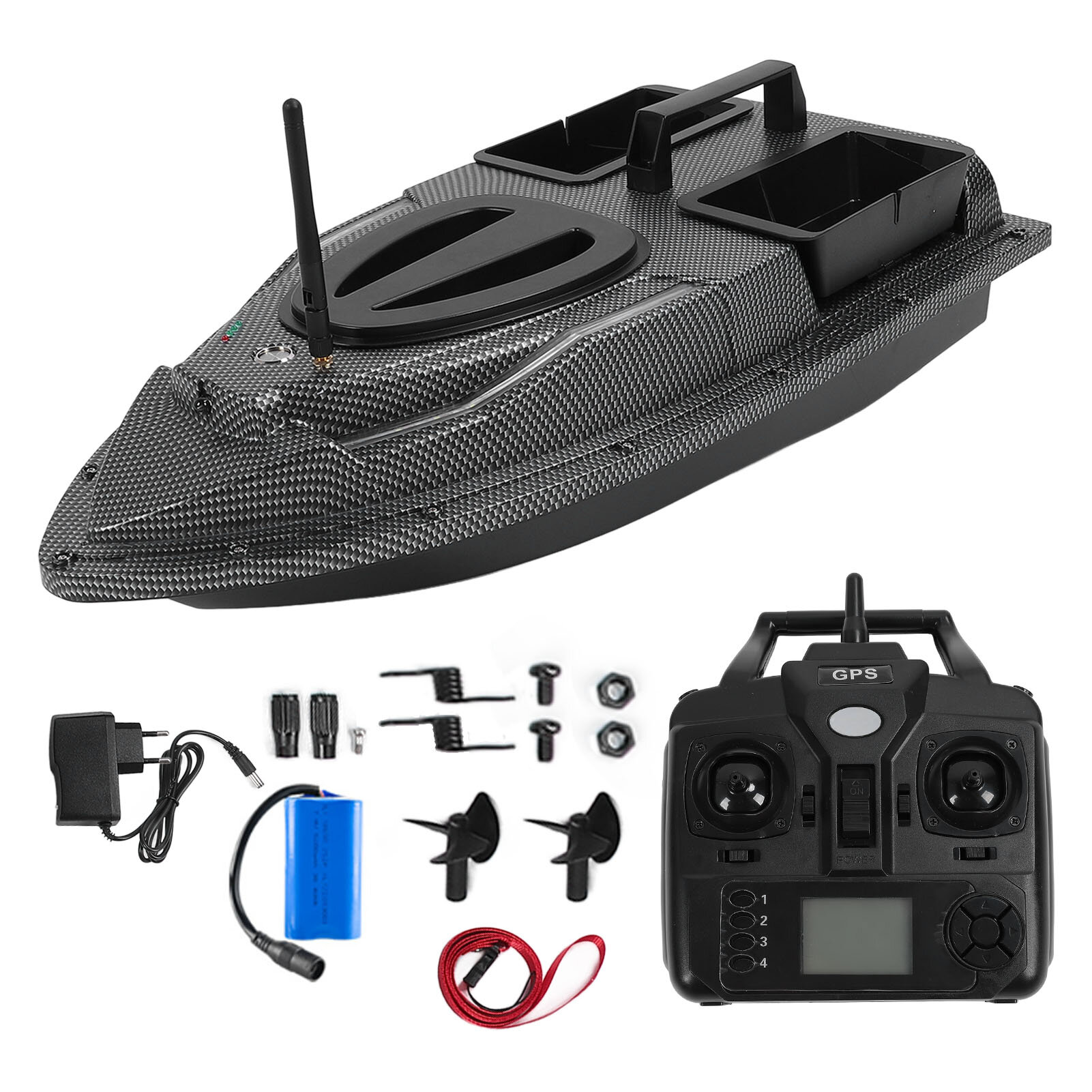 Лодка-приманка с ДУ, два мотора, автокоррекция курса, 2 кг