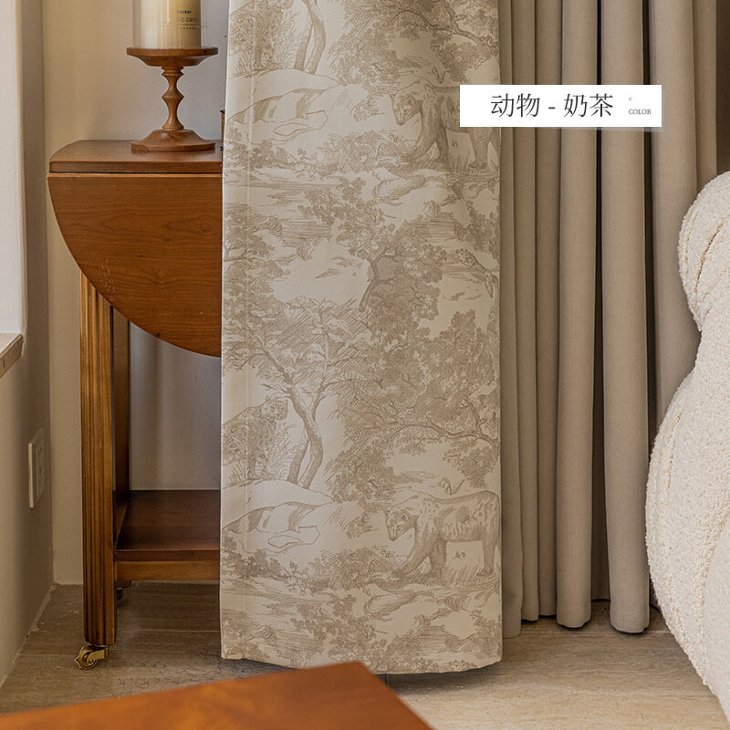 Шторы "Ландыш" в американском ретро стиле, легкие, французский стиль 2025, высокие затемняющие шторы для гостиной, элегантные шторы из велюра