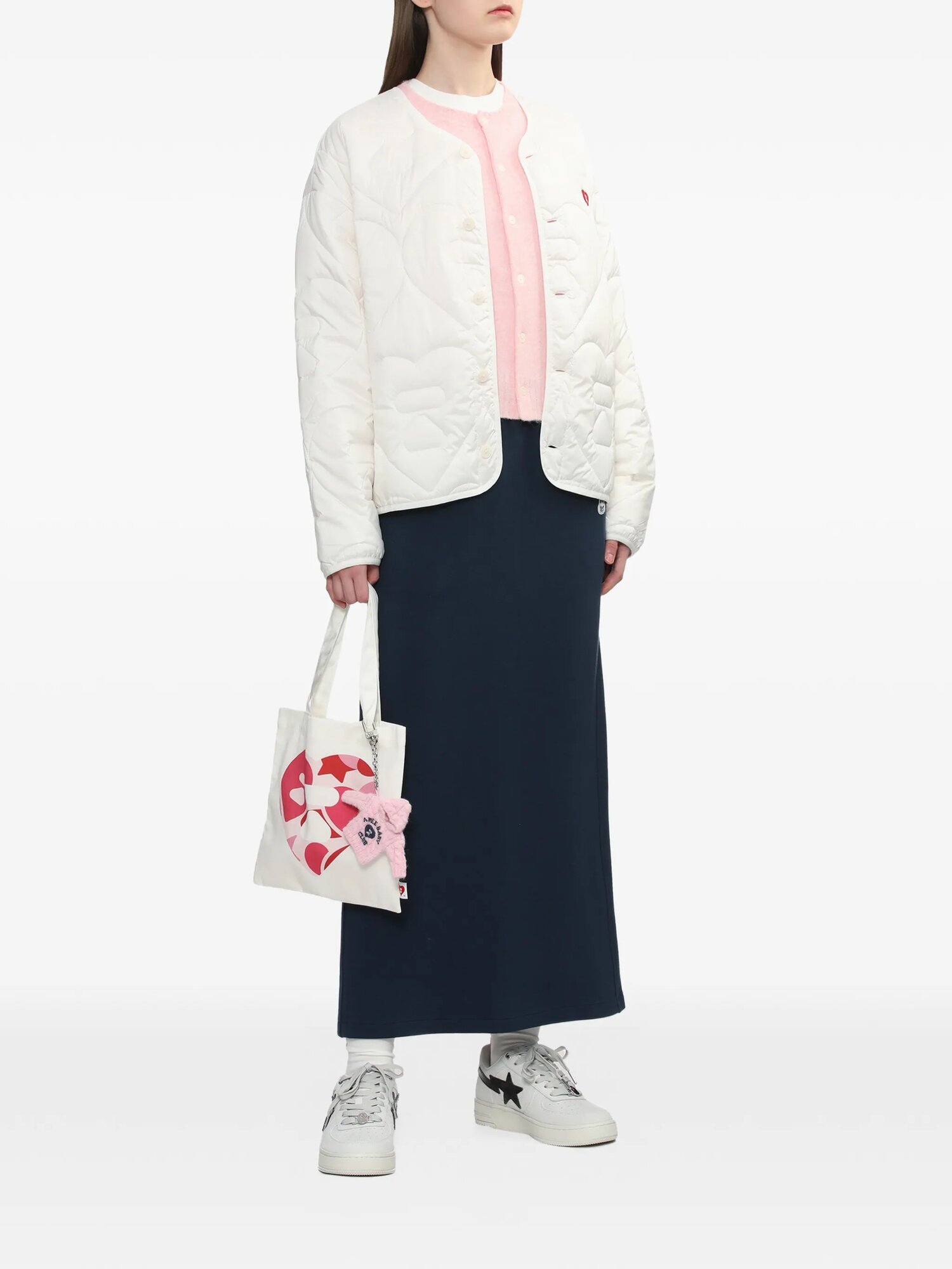 Куртка A BATHING APE Heart, размер 40, бежевый/белый — фото 1