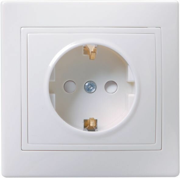 Розетка 1-м СП Кварта РСш10-3-КБ 16А IP20 с заземл. защ. шторки бел. GENERICA ERK11-K01-16-DM