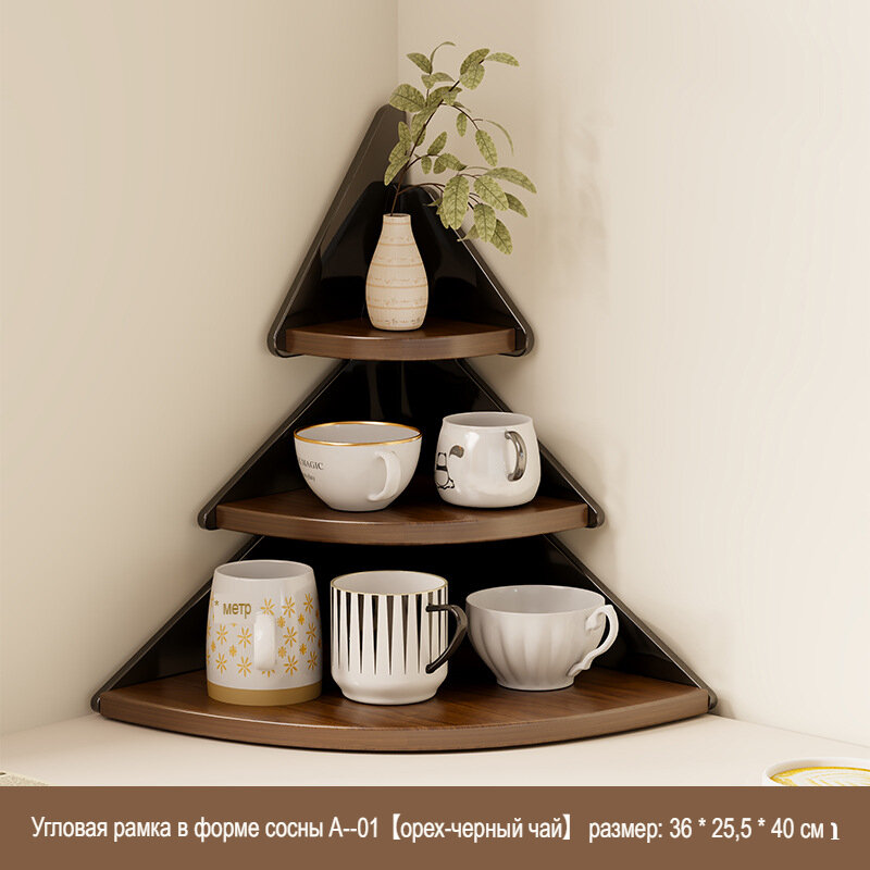 Угловая полка-органайзер в форме елки/медвежонка/кошки для кружек и косметики (Акрил+Дерево)