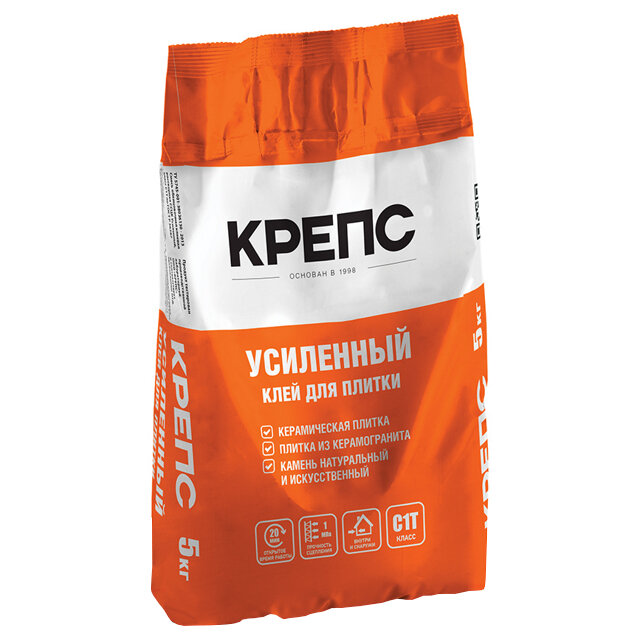 Клей плиточный крепс Усиленный, для внутренних и наружных работ, 5 кг